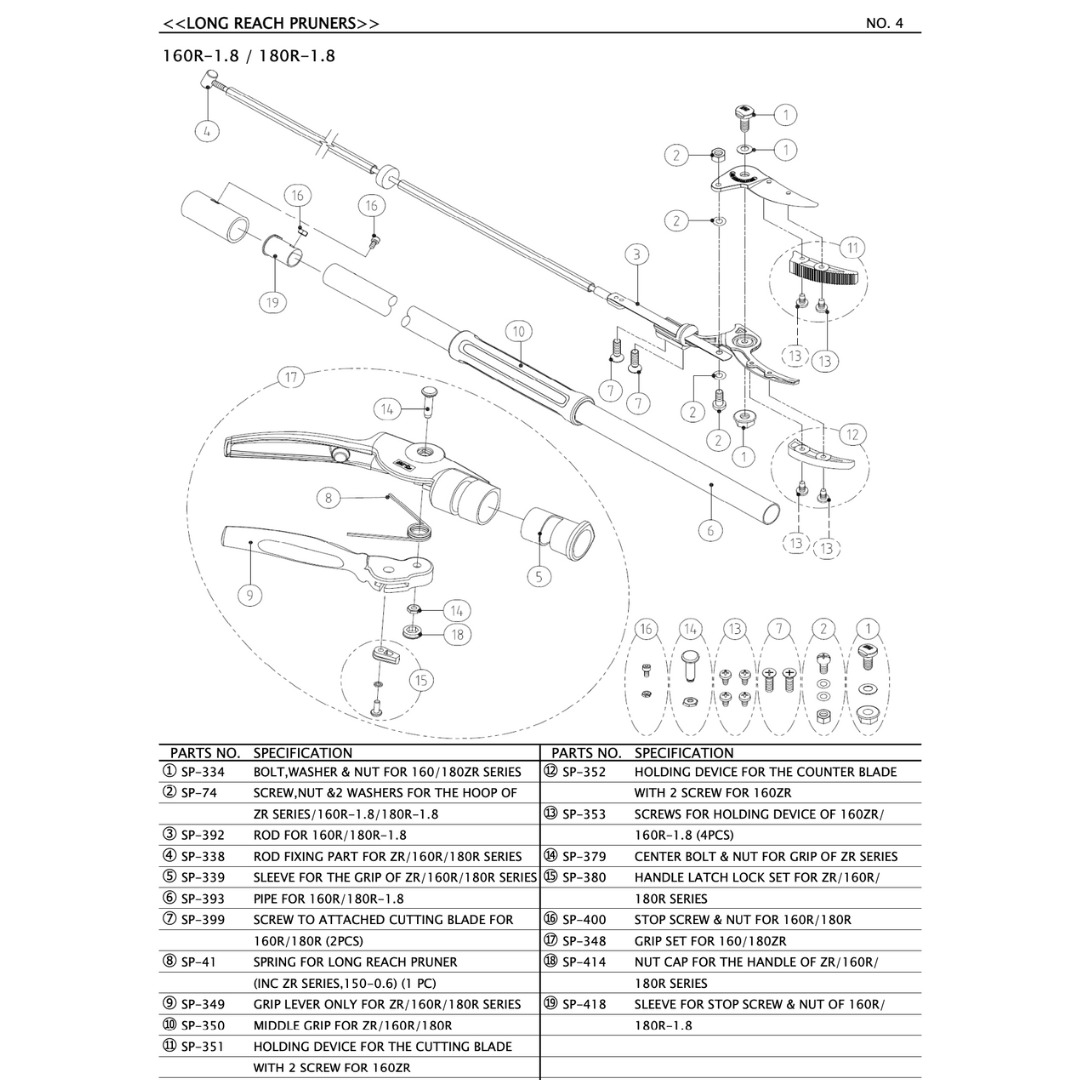 Long Reach Pruners ARS Replacement Parts | Arborist Supply Co. Inc.