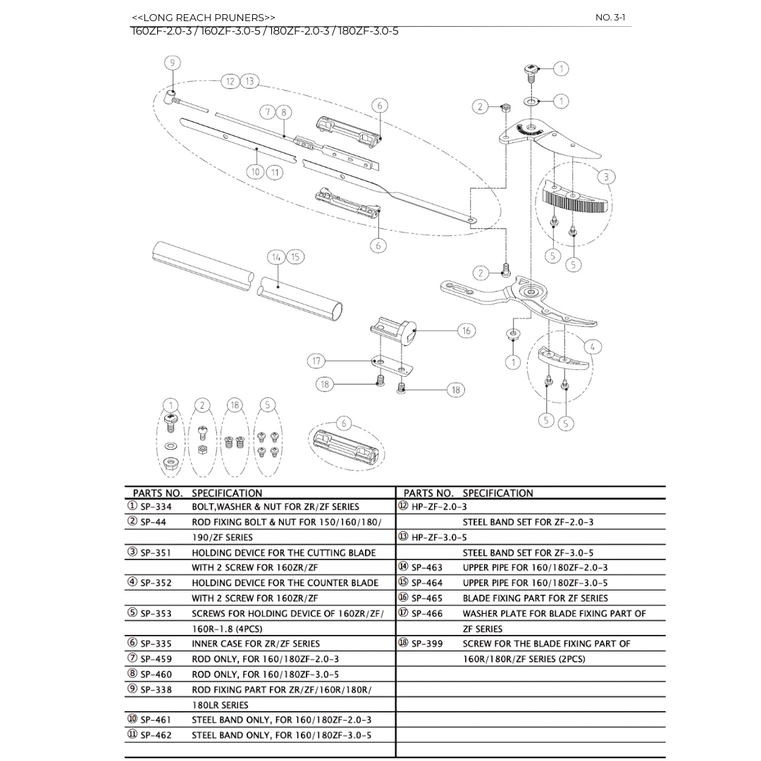 Long Reach Pruners ARS Replacement Parts | Arborist Supply Co. Inc.